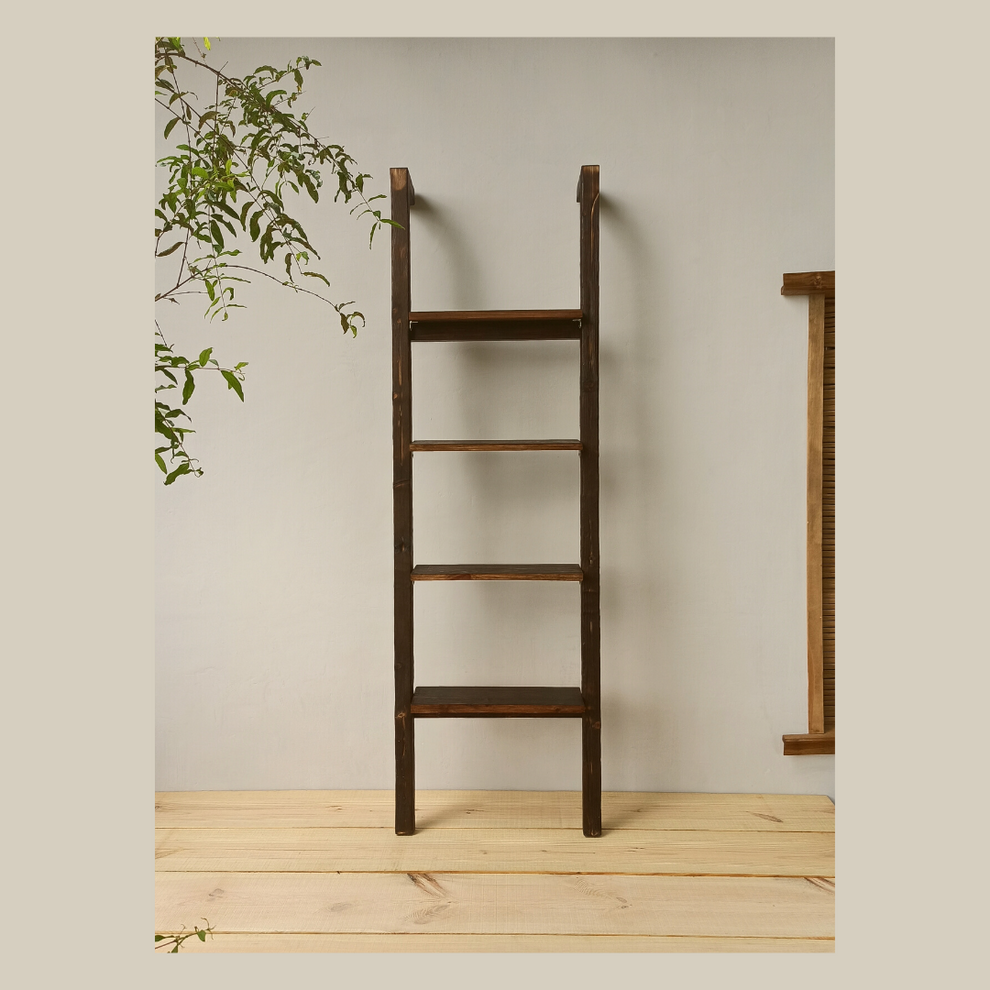 Multipurpose Solid Wood Ladder Shelf For Planters And Books – Soulspiti ...